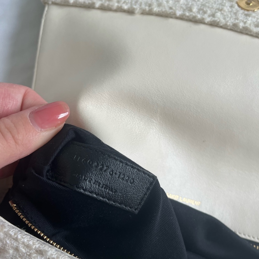 Cream Ysl Tweed Bag With Gold Hardware - Gem